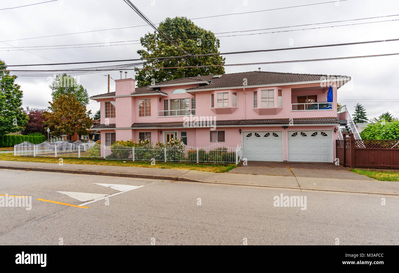 A typical American private house with a garage for a family in a suburb ...