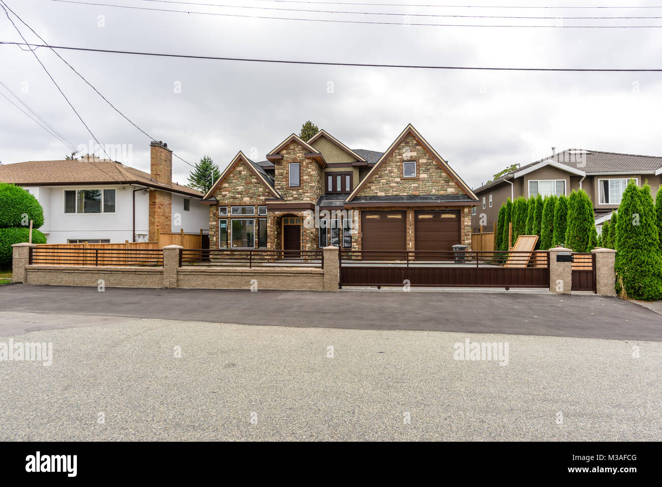 A typical American private house with a garage for a family in a suburb ...