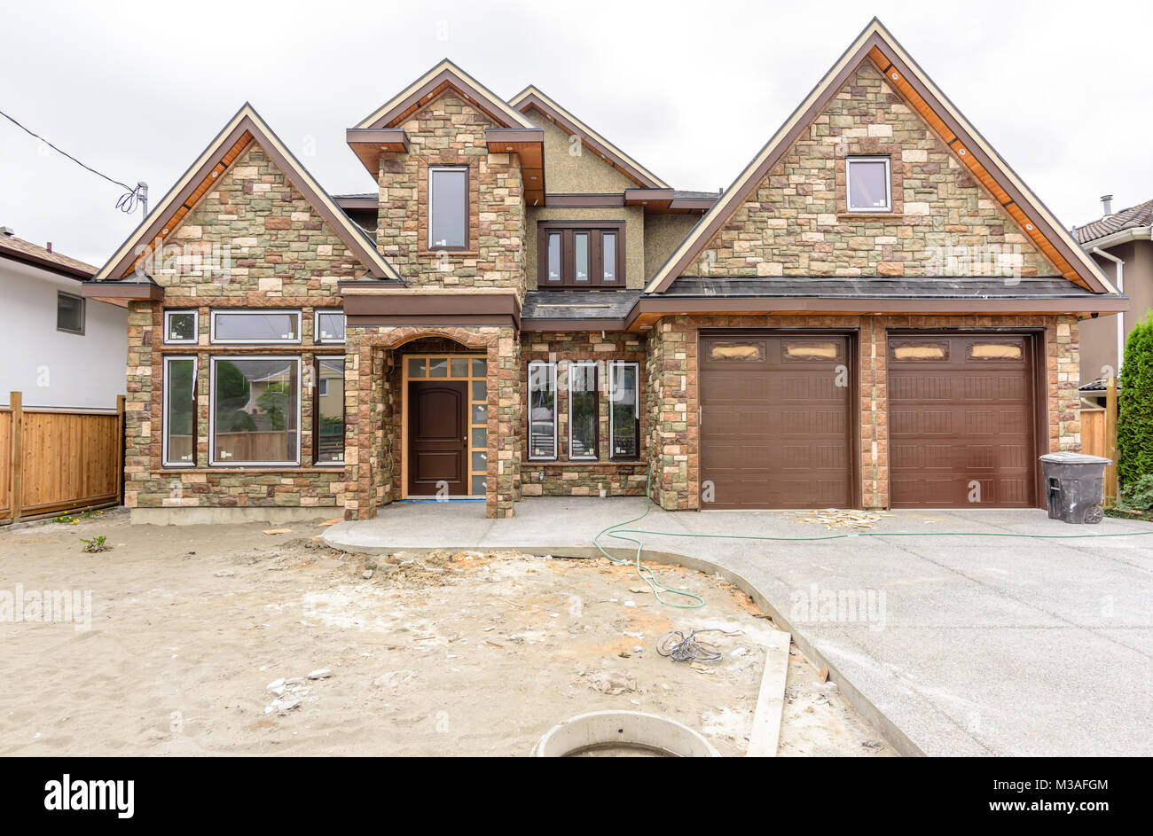 A typical American private house with a garage for a family in a suburb ...