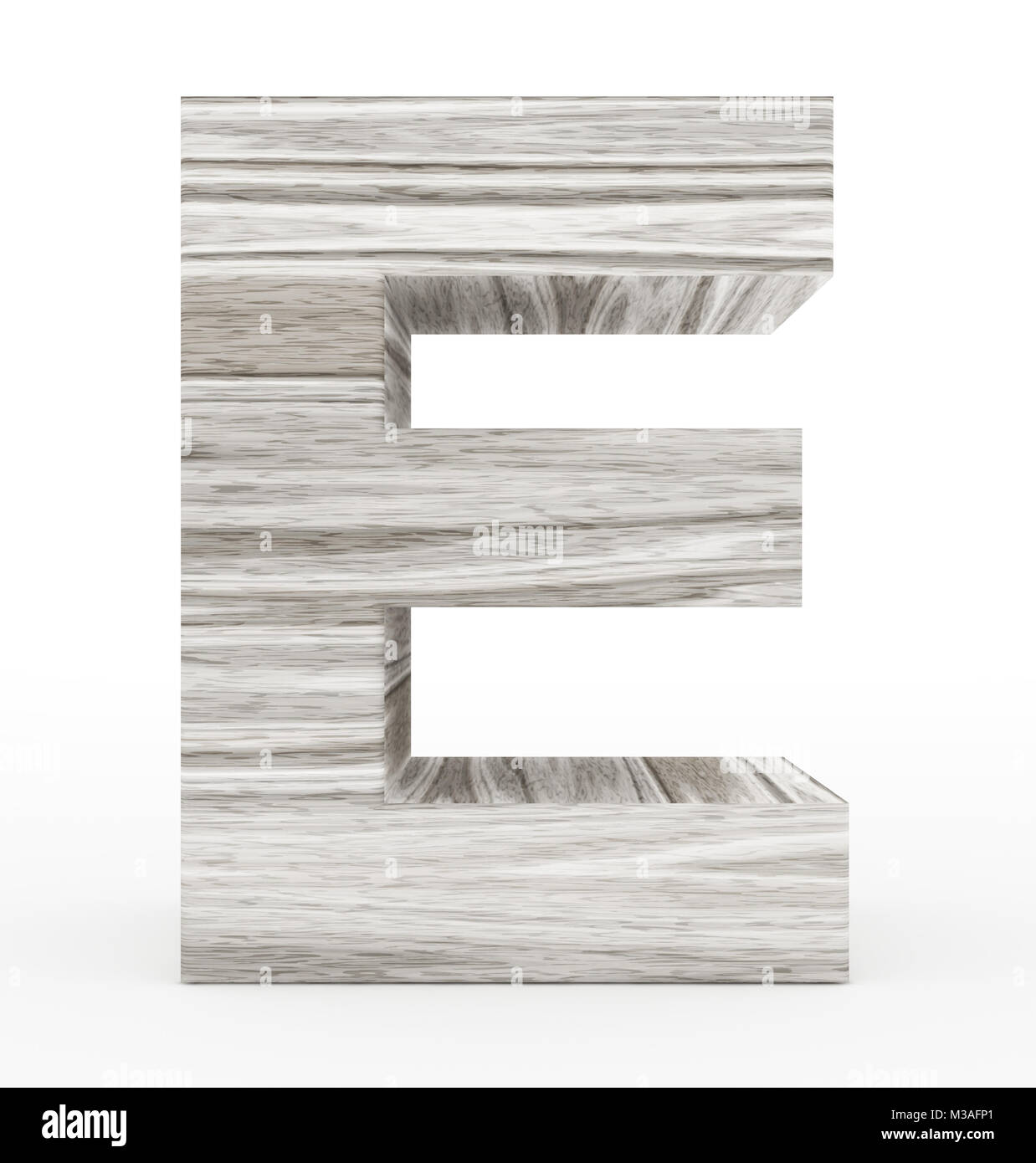 letter E 3d wooden isolated on white - 3d rendering Stock Photo - Alamy