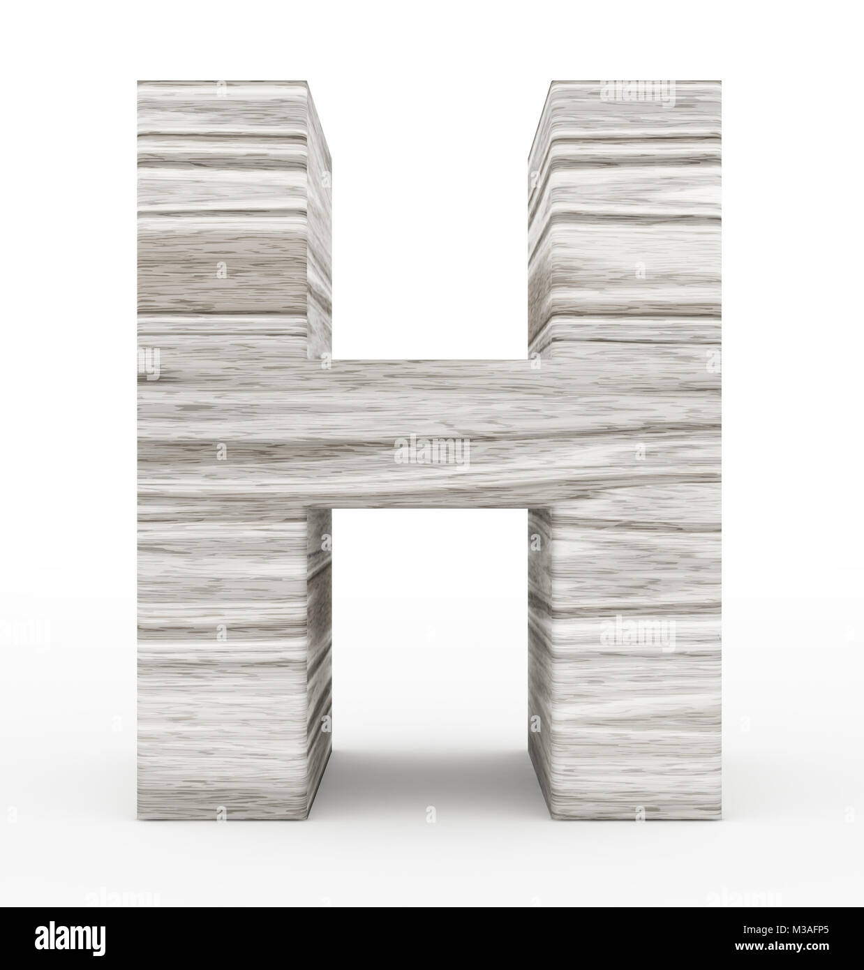 letter H 3d wooden isolated on white - 3d rendering Stock Photo - Alamy