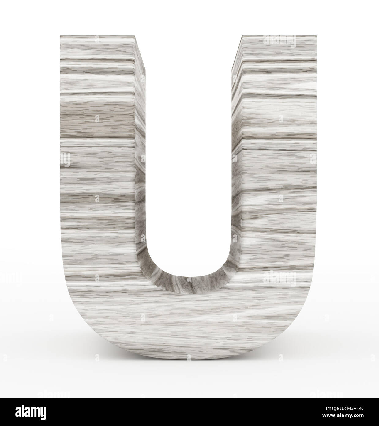 letter U 3d wooden isolated on white - 3d rendering Stock Photo - Alamy