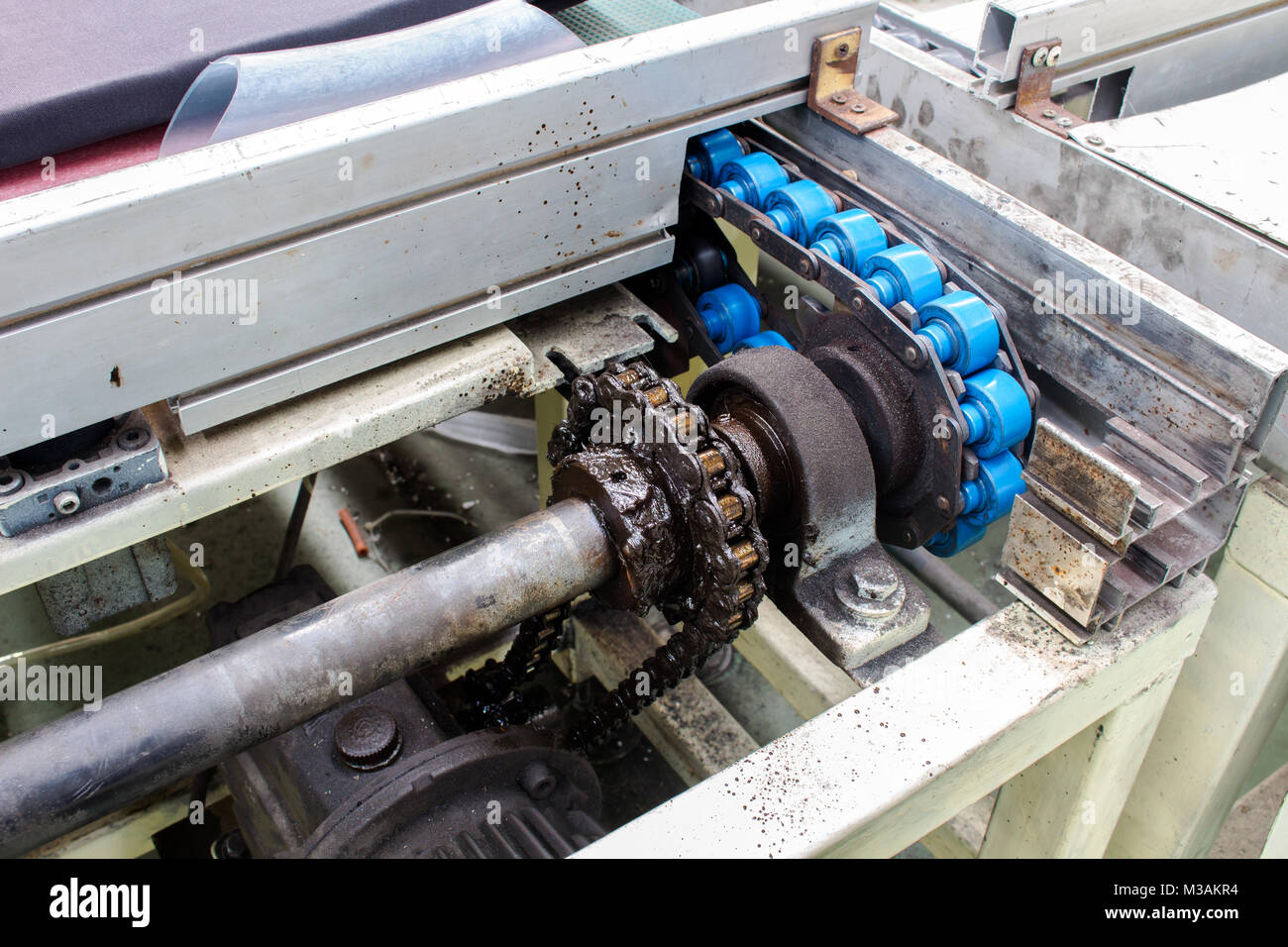 Conveyor chain drive shaft production line of the factory Stock Photo ...