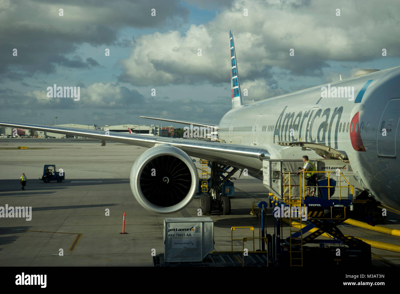American Airlines planes being serviced at Miami International airport ...