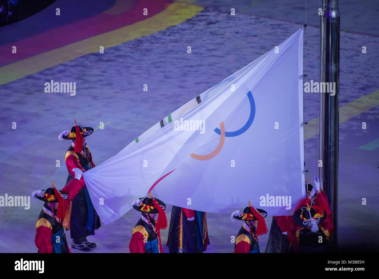 Pyeongchang, South Korea. Olympic flag, Opening Ceremony Olympic Winter ... Pyeongchang, South Korea. Olympic flag, Opening Ceremony Olympic Winter ...