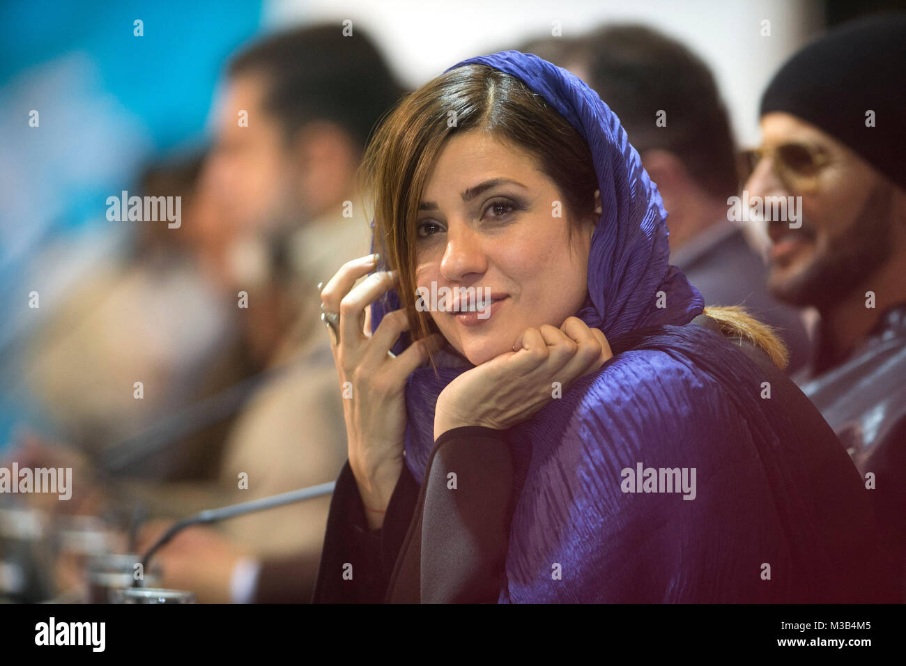 Tehran, Iran. 9th Feb, 2018. Iranian actress Sara Bahrami smiles during ...