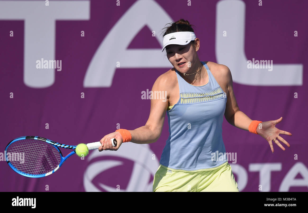 Doha, Qatar. 10th Feb, 2018. Duan Yingying of China hits a return ...