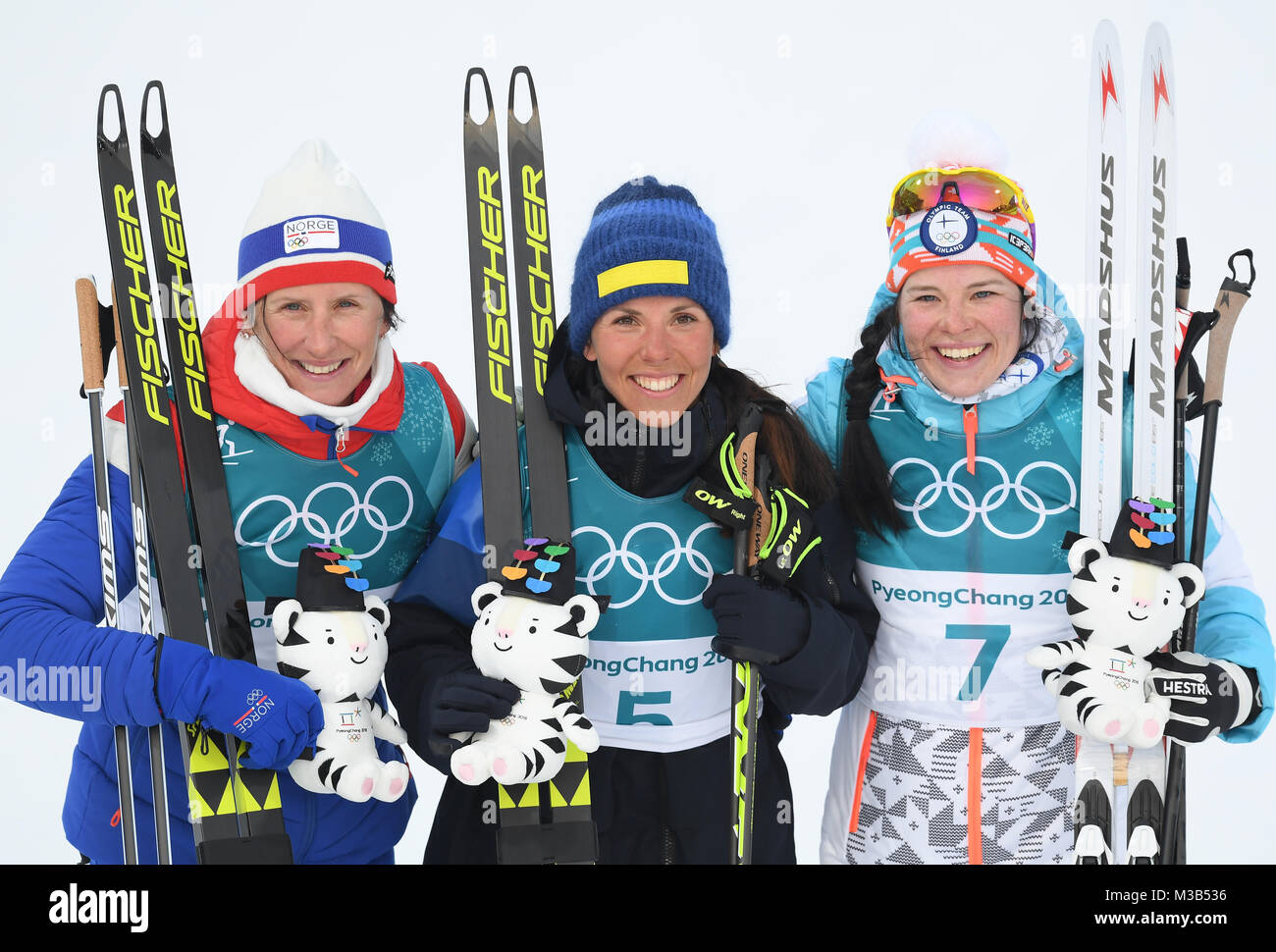 Pyeongchang, South Korea. 10th Feb, 2018. Winner Charlotte Kalla (c ...
