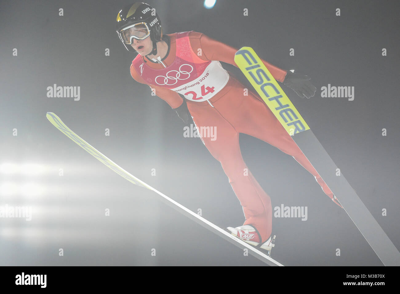 February 10, 2018: Kevin Bickner ofÂ United States at mens normal hill ...