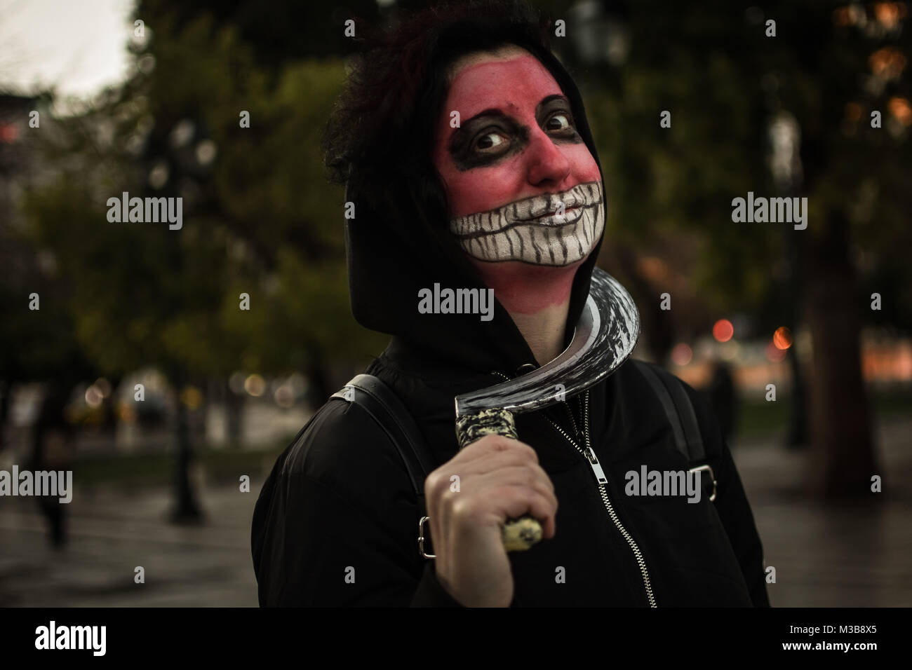 Athens, Greece. 10th Feb, 2018. A woman seen dressed and used make-up ...