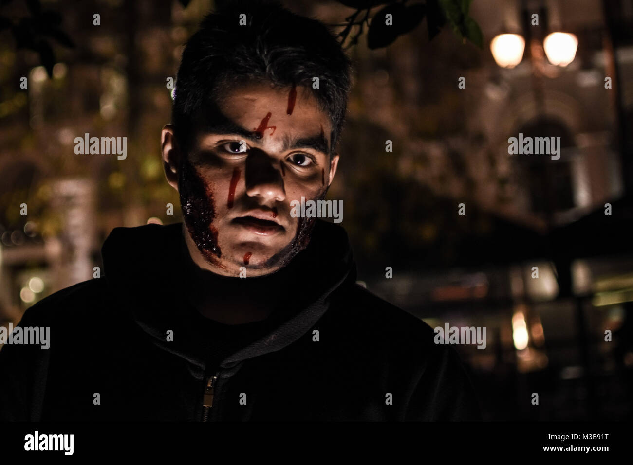 Athens, Greece. 10th Feb, 2018. A man seen dressed and used make-up to ...