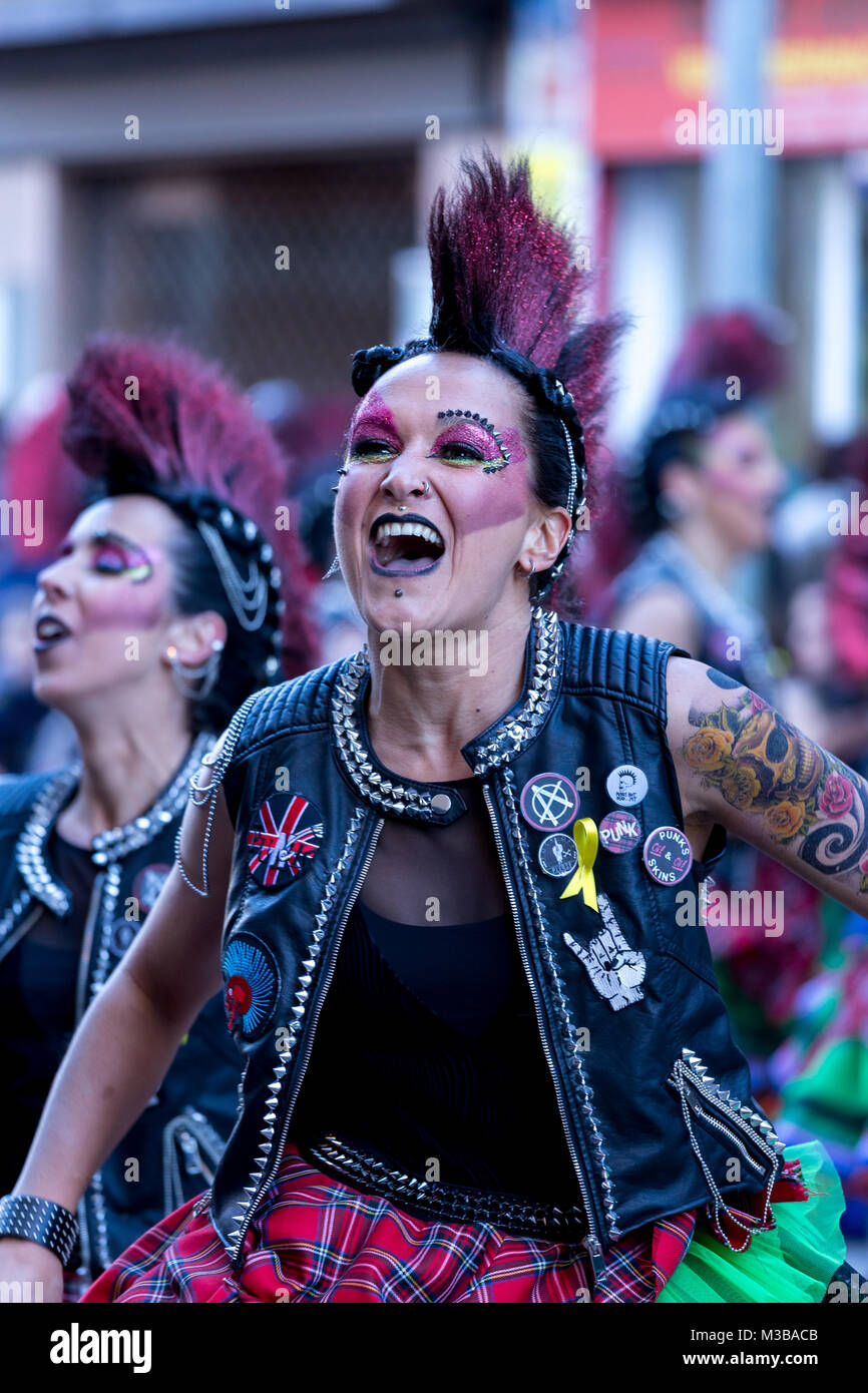 Palamos, Spain. 10th February, 2018. Traditional carnival parade in a ...