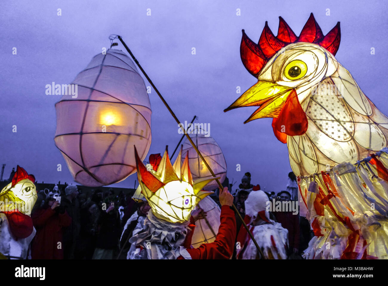 Czech Carnival mask in a traditional parade, known as Masopust, Roztoky ...