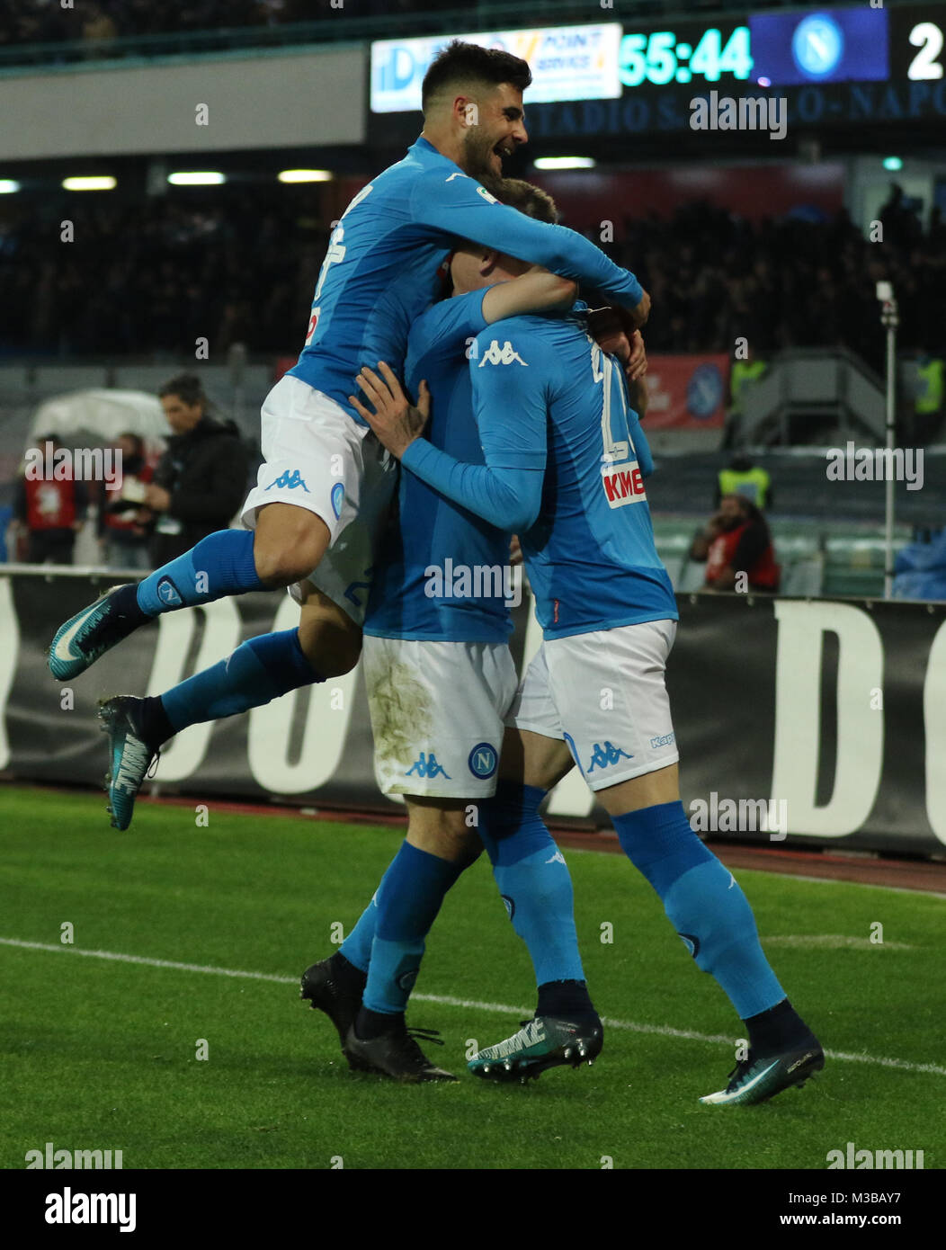 The Napoli players celebrate after the goal and the victory against ...