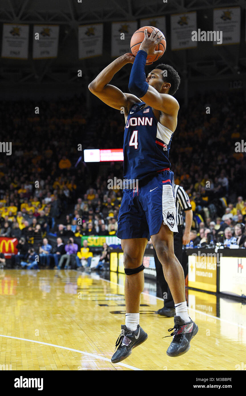 Wichita, Kansas, USA. 10th Feb, 2018. Connecticut Huskies guard Jalen ...