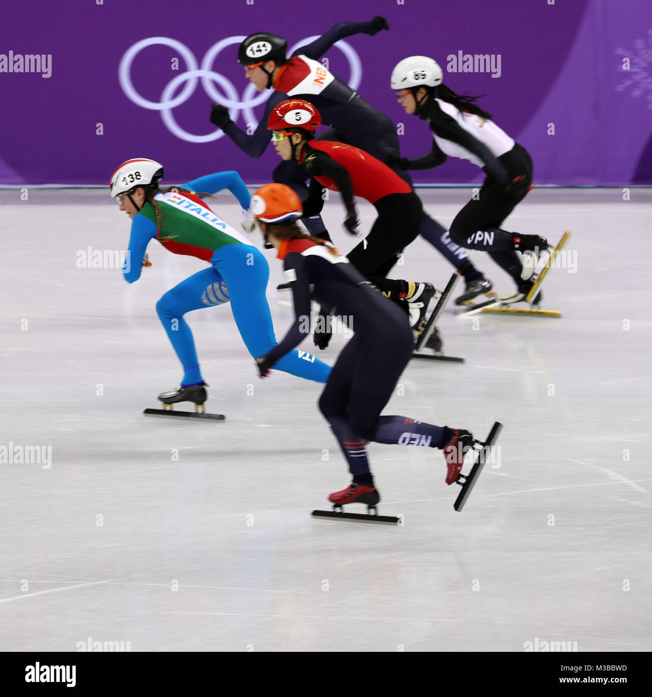 Short track speed skating womens 3000m relay hi-res stock photography ...