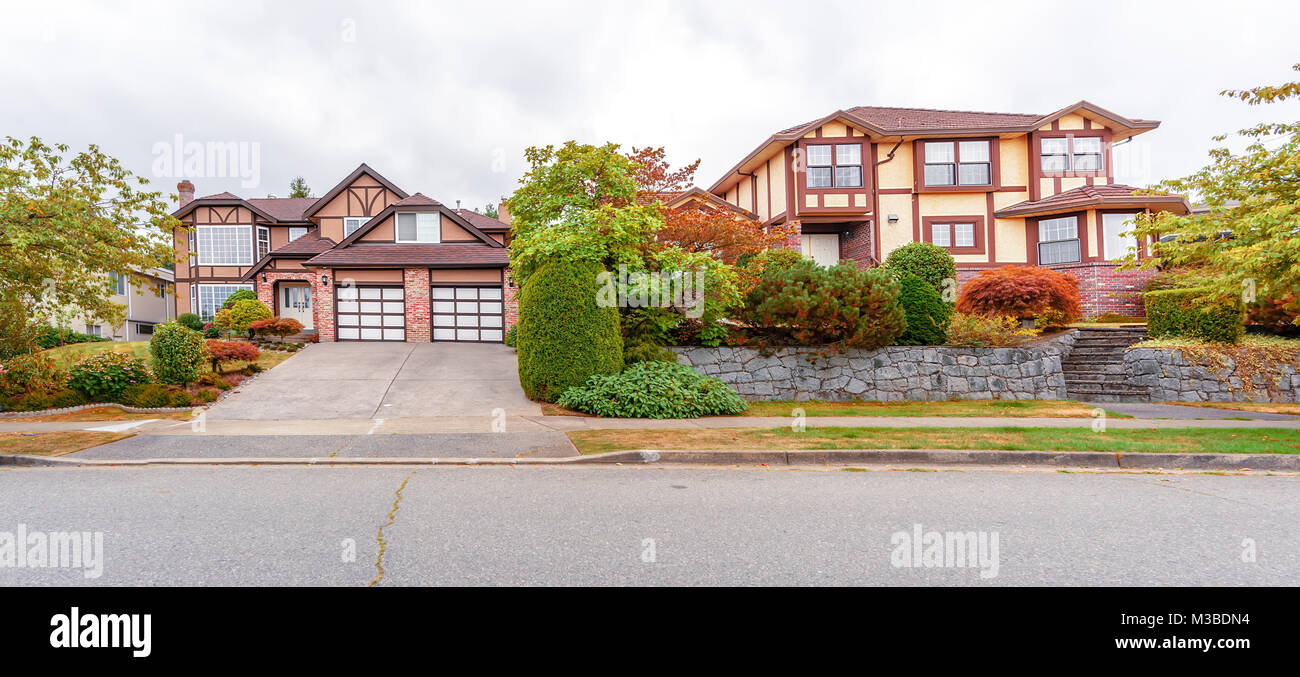 A typical American private house with a garage for a family in a suburb ...