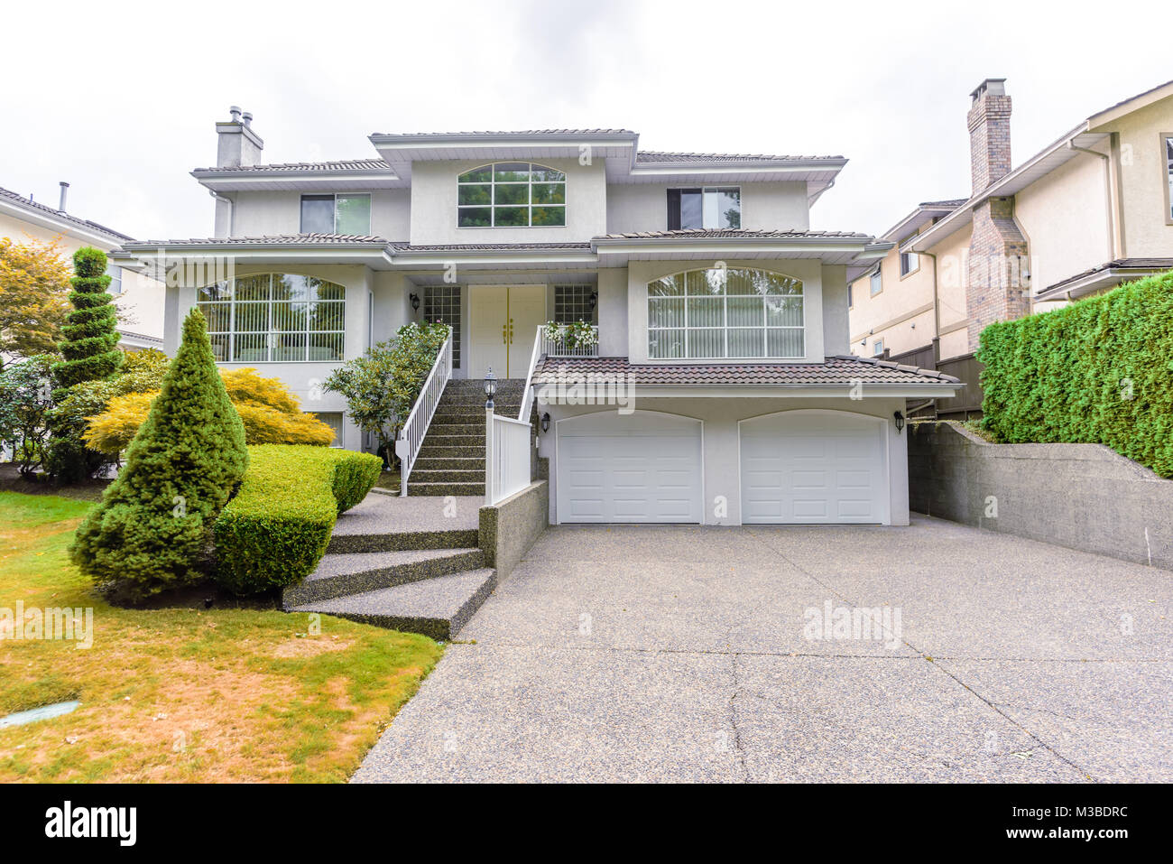 A typical American private house with a garage for a family in a suburb ...
