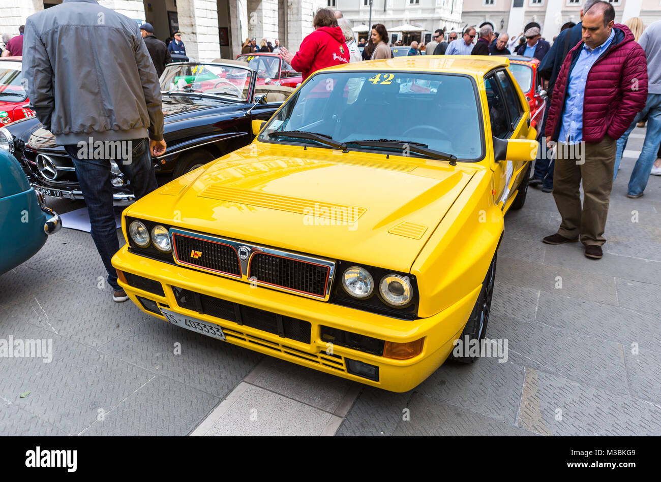 TRIESTE, ITALY - APRIL 3: Photo of a Lancia Delta Evoluzione on the ...