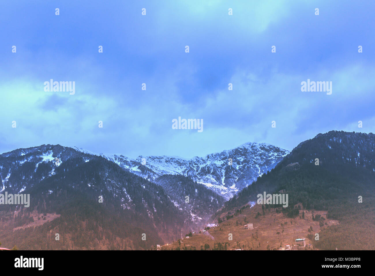 Amazing landscape with mountains sea blue sky sun and beautiful ...