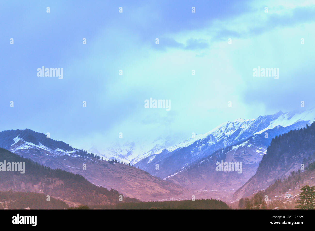 Amazing landscape with mountains sea blue sky sun and beautiful ...