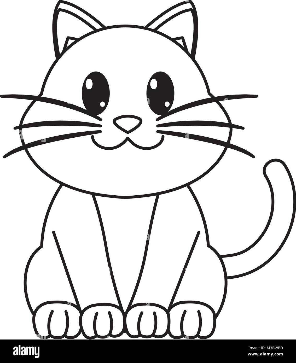 line happy cat cute animal character Stock Vector Image & Art - Alamy
