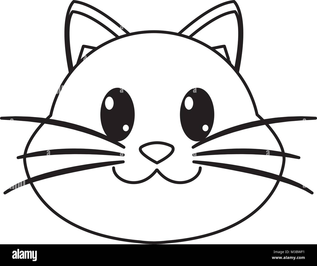 line happy cat head cute animal character Stock Vector Image & Art - Alamy