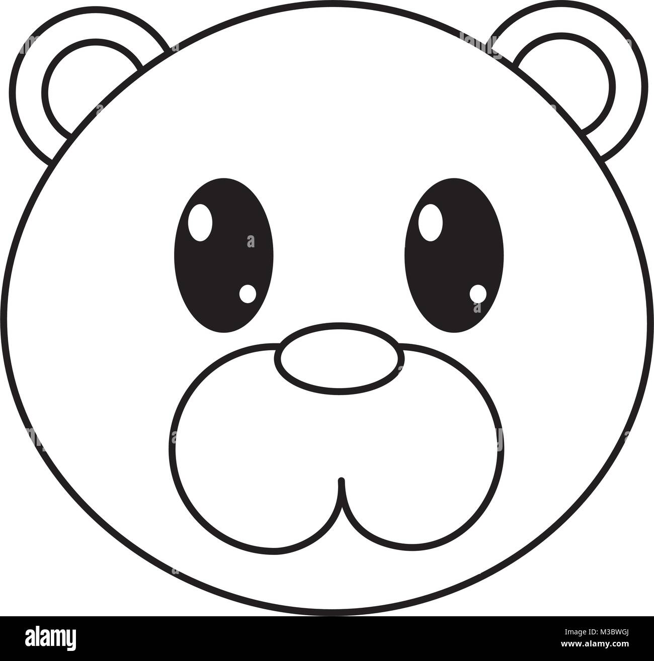 line bear head cute animal character Stock Vector Image & Art - Alamy