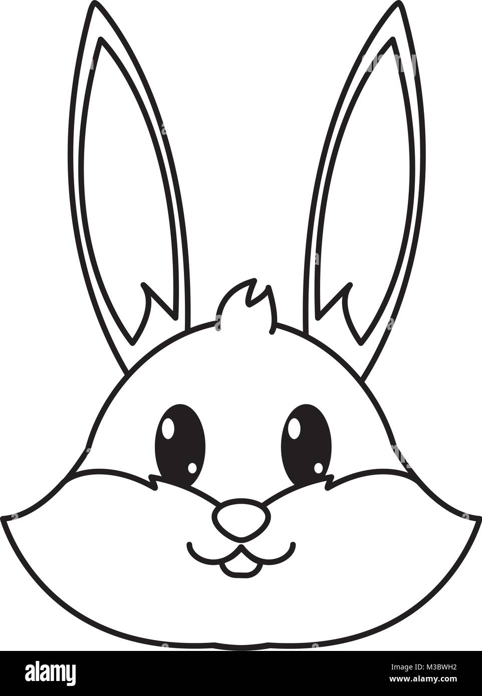 line rabbit head cute animal character Stock Vector Image & Art - Alamy