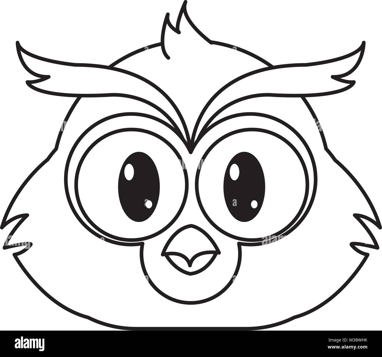line owl head cute animal character Stock Vector Image & Art - Alamy