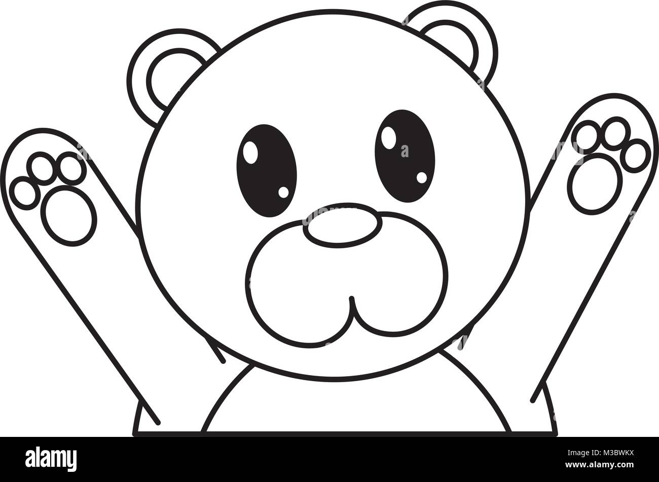 line bear cute animal with hands up Stock Vector Image & Art - Alamy