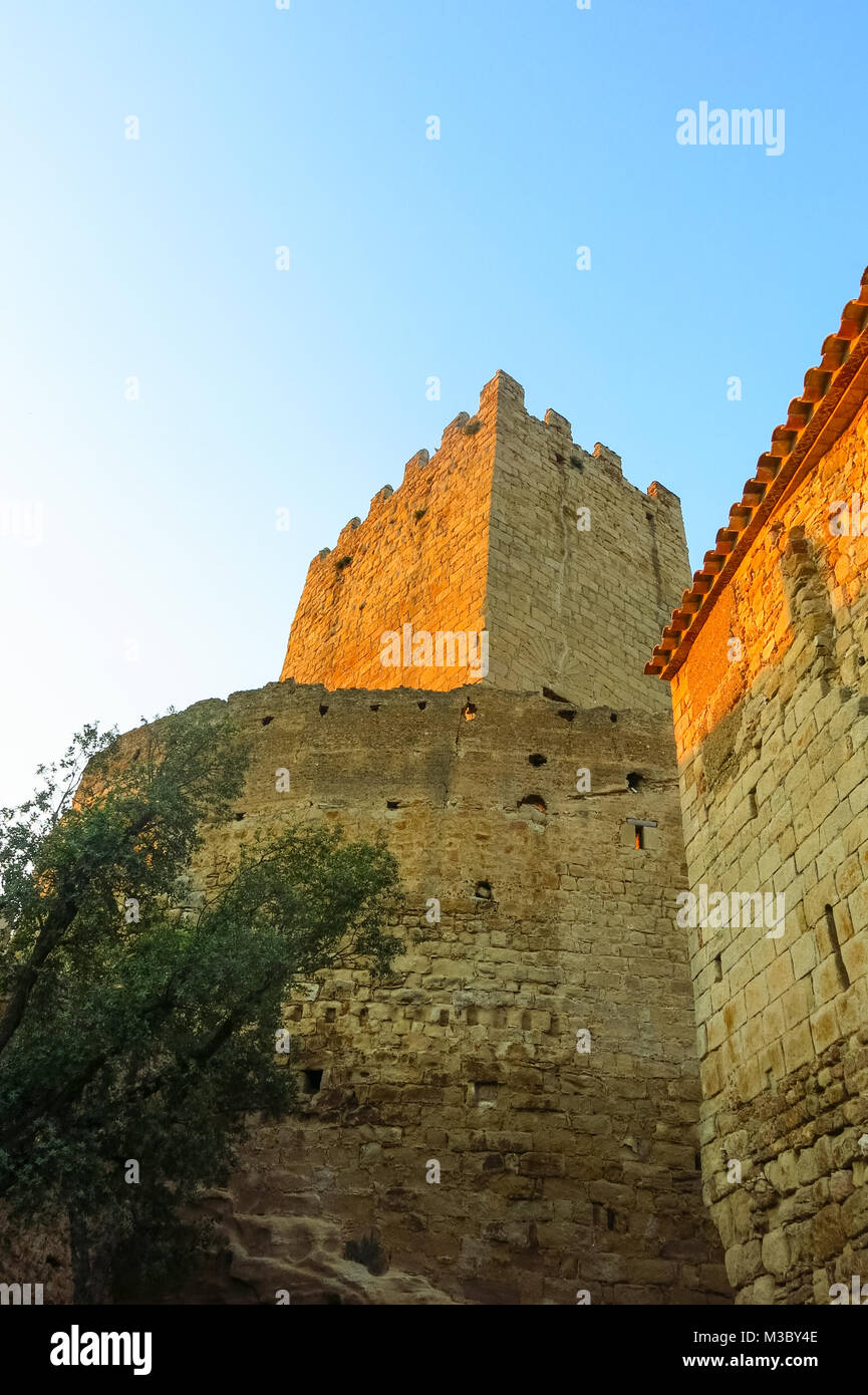 The tower of the medieval castle of Peratallada in the heart of Costa ...