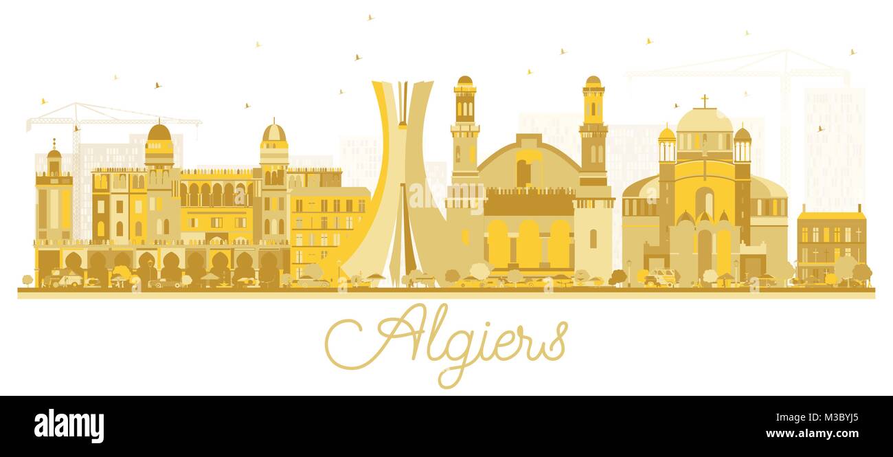 Algiers Algeria City Skyline Golden Silhouette. Vector Illustration ...
