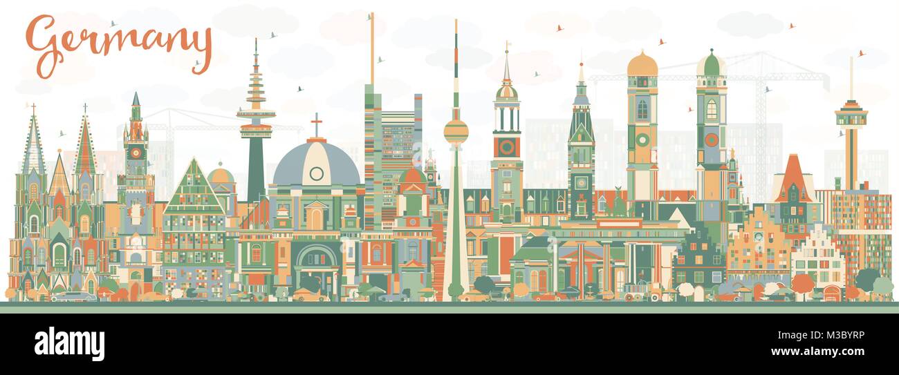 Germany City Skyline with Color Buildings. Vector Illustration ...