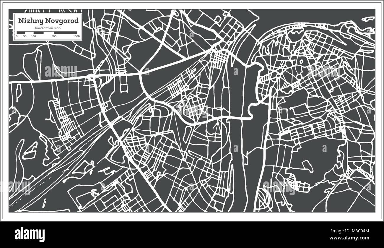 Nizhny Novgorod Russia City Map in Retro Style. Outline Map. Vector ...