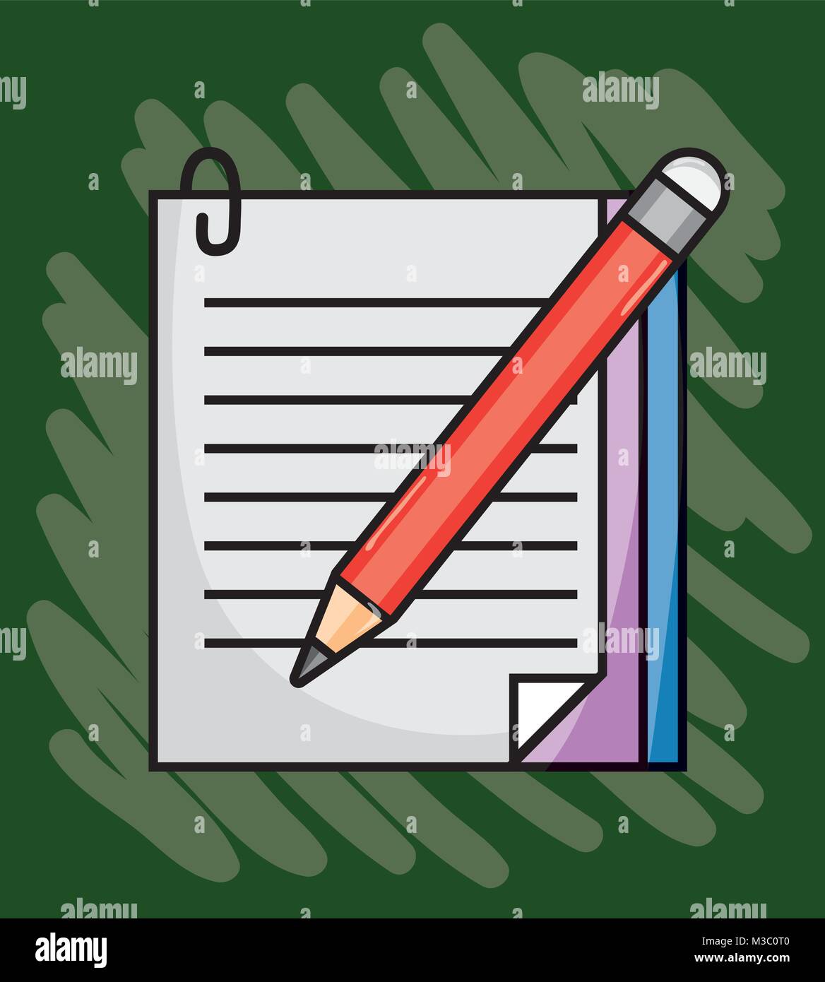 notebook paper with pencil school utensils Stock Vector Image & Art - Alamy
