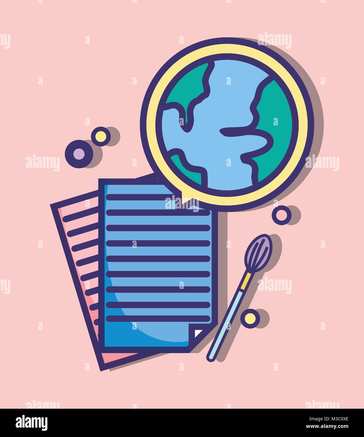 global planet with document and bush paint Stock Vector Image & Art - Alamy