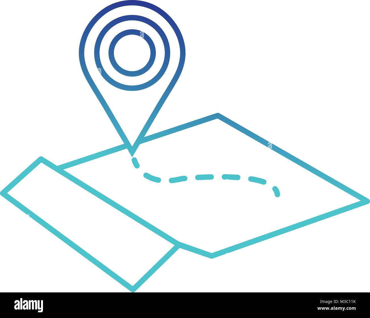 blue line geography global map with location symbol Stock Vector Image ...