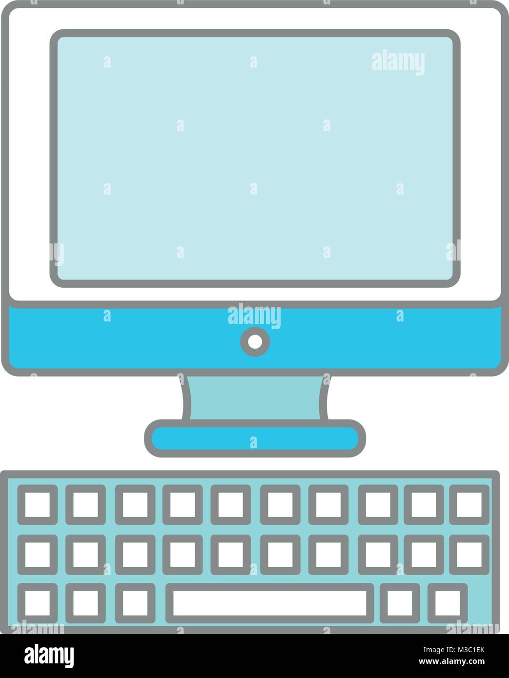 line color screen computer with keyboard technology icon Stock Vector ...