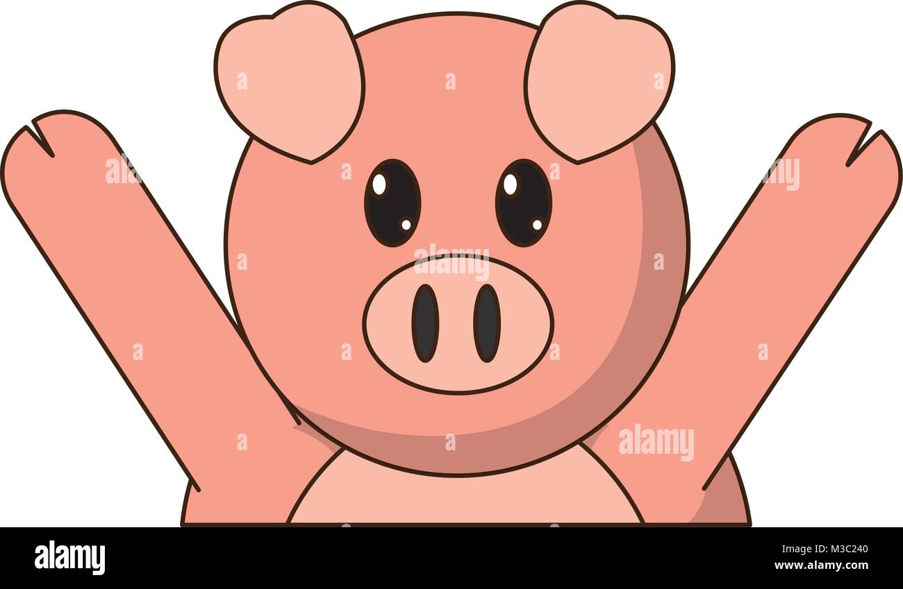 pig cute animal with hands up Stock Vector Image & Art - Alamy