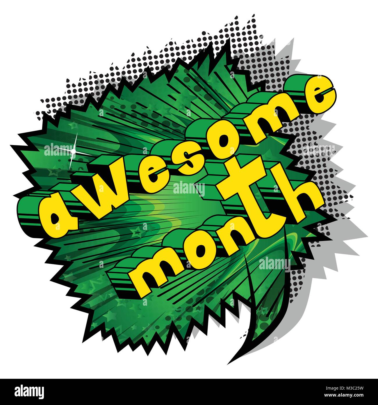 Awesome Month - Comic book style phrase on abstract background Stock ...