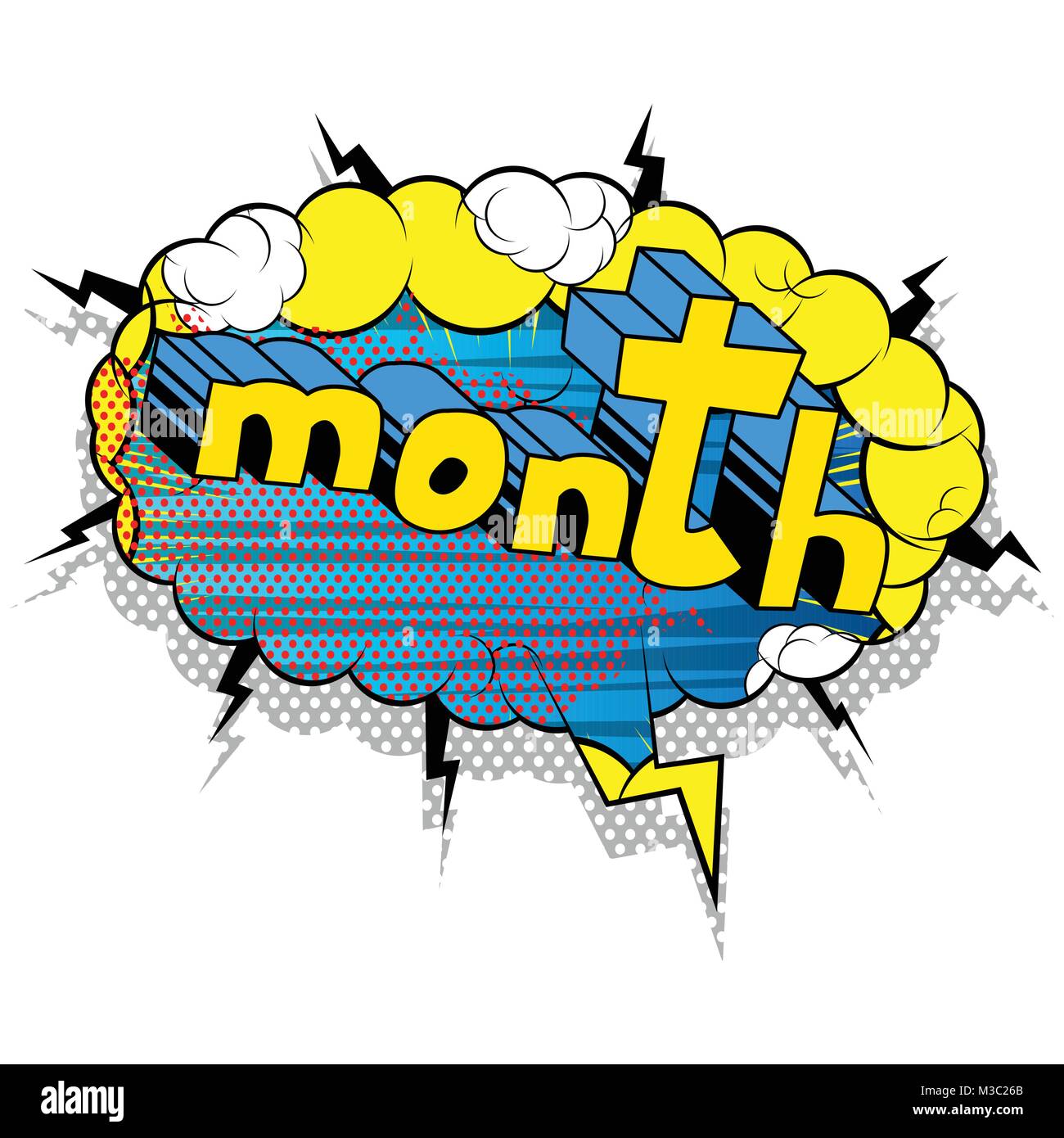 Month - Comic book style phrase on abstract background Stock Vector ...