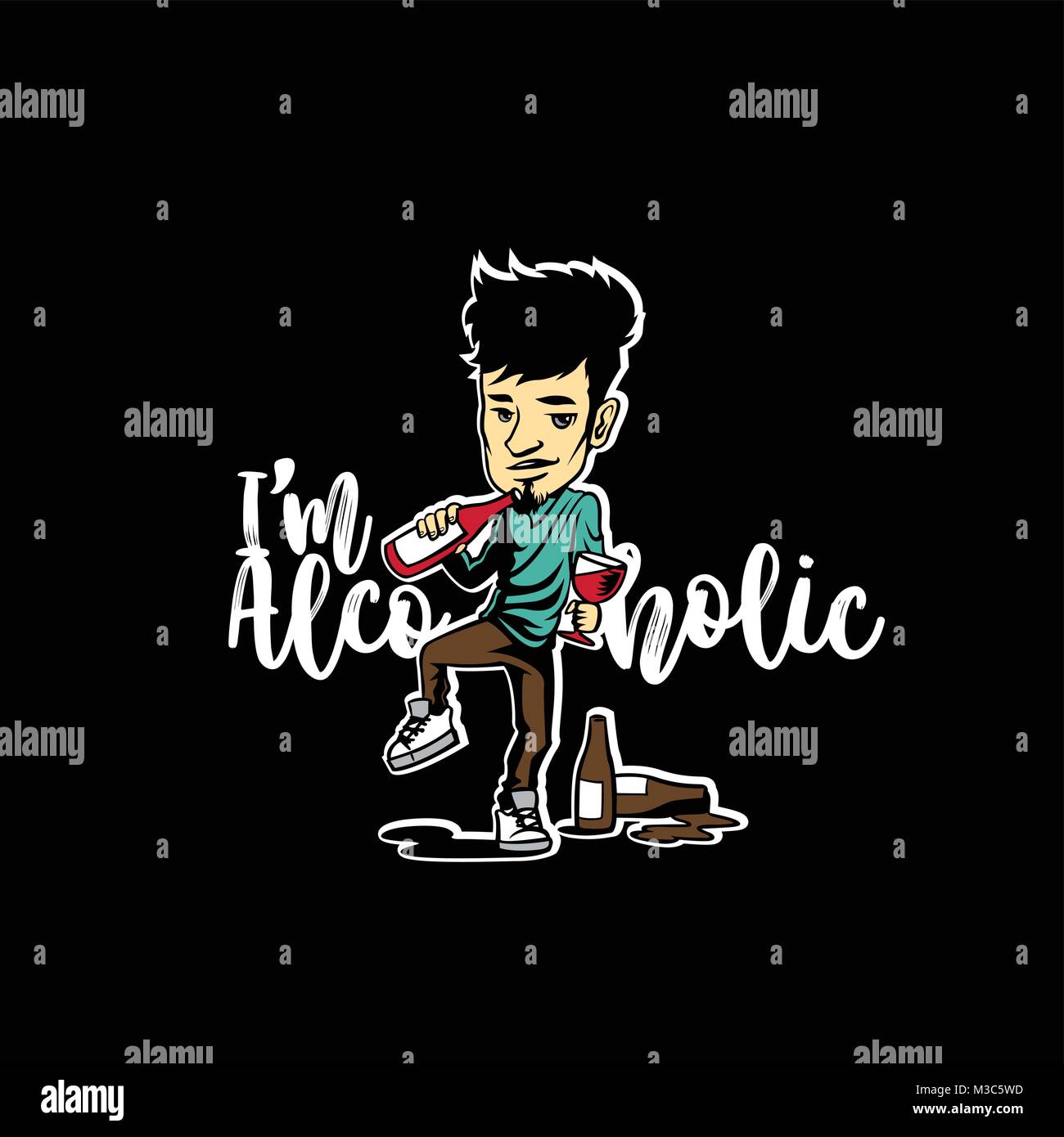 minimal logo of alcoholic guy vector illustration Stock Vector Image ...