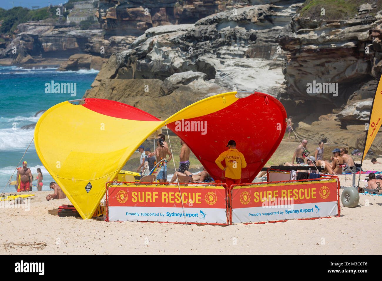 Surf rescue lifeguards on Tamarama beach in Sydney providing volunteer ...