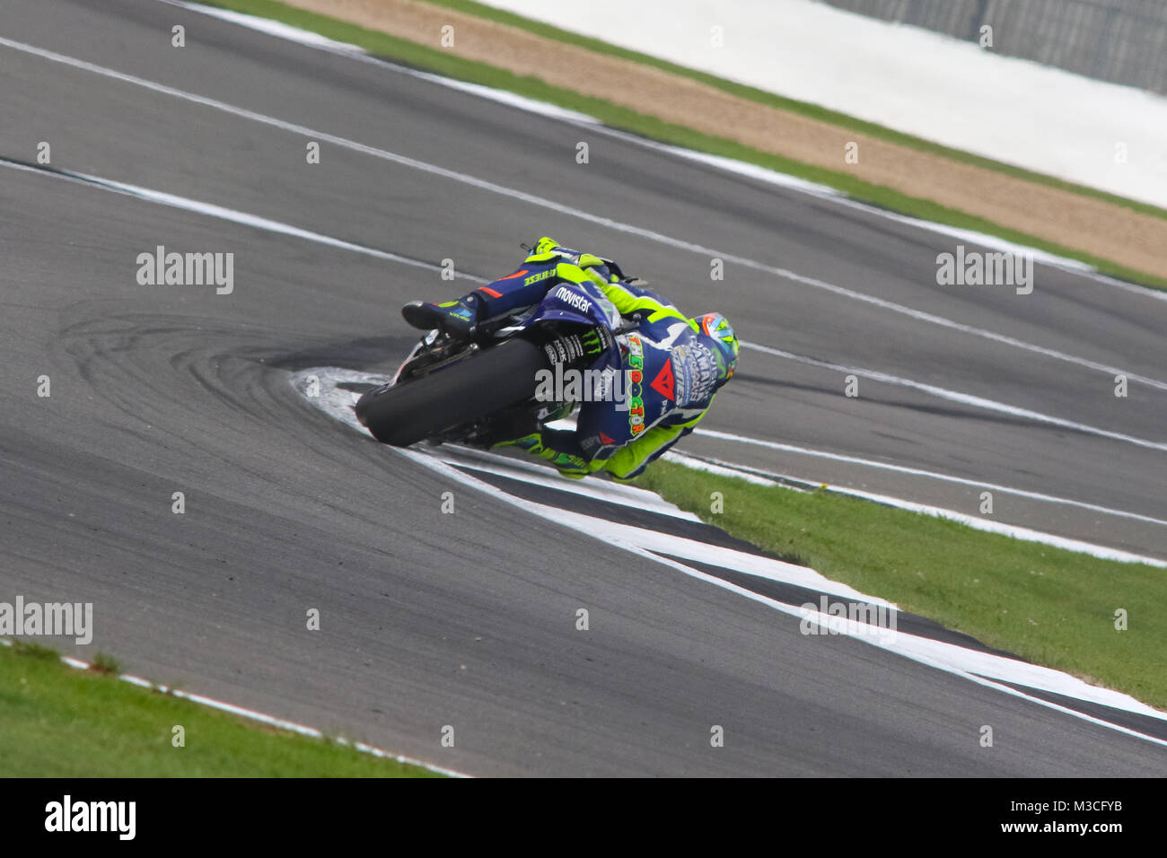 Valentino Rossi exiting Beckets corner on the way to setting a quick ...