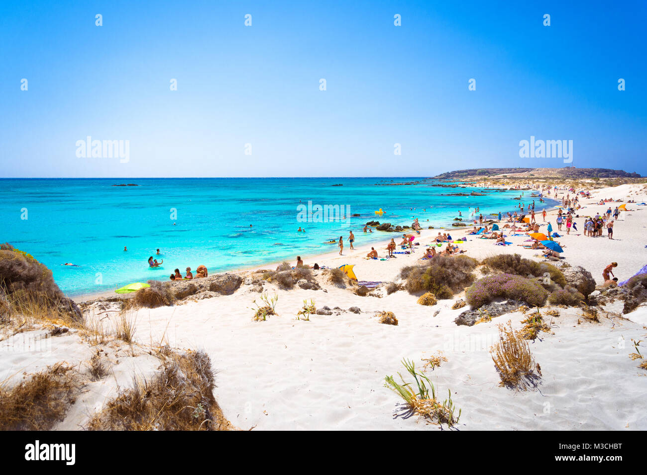 Tropical sandy beach with turquoise water, in Elafonisi, Crete, Greece ...