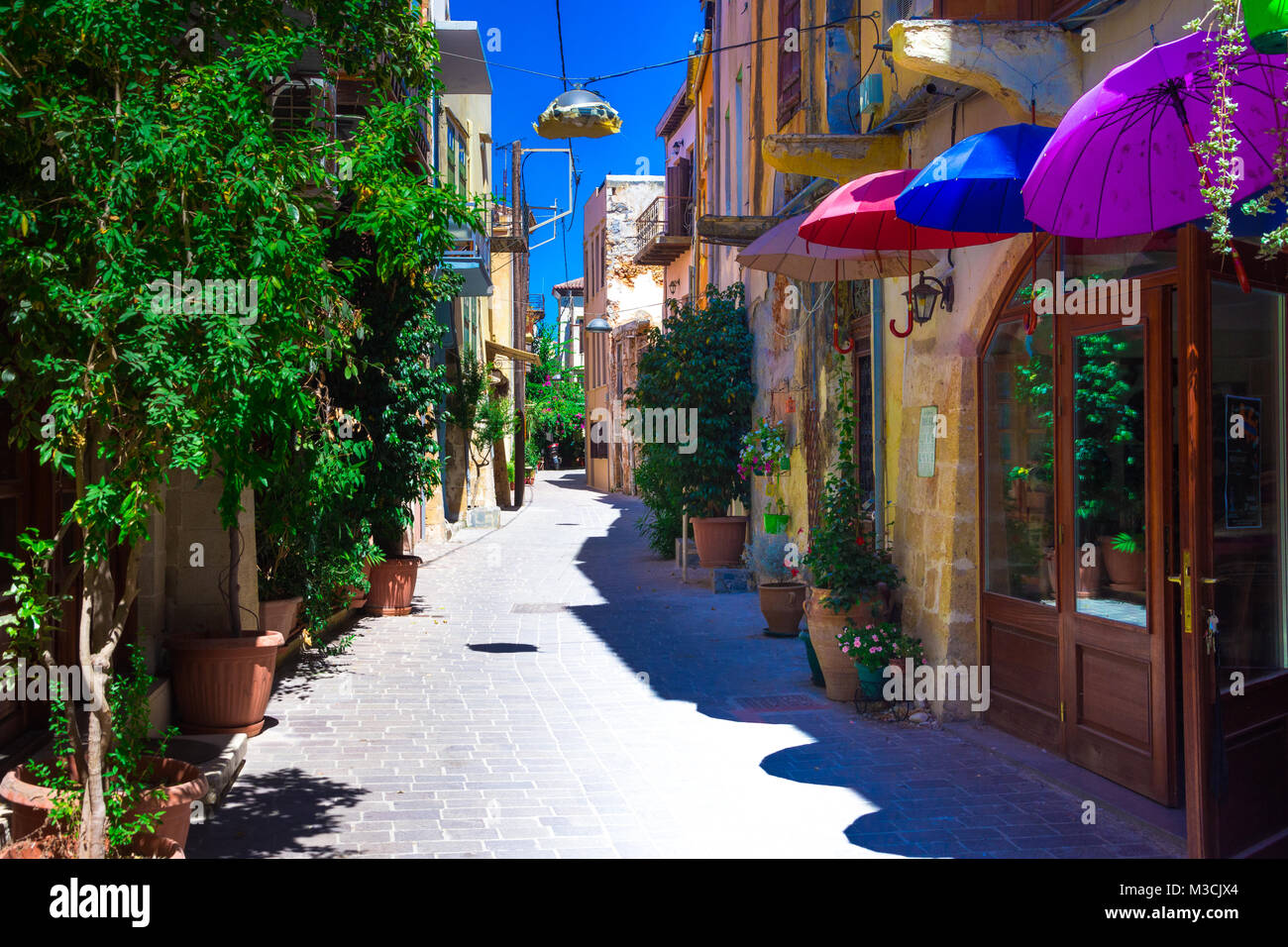 Street in the old town of Chania, Crete, Greece Stock Photo - Alamy