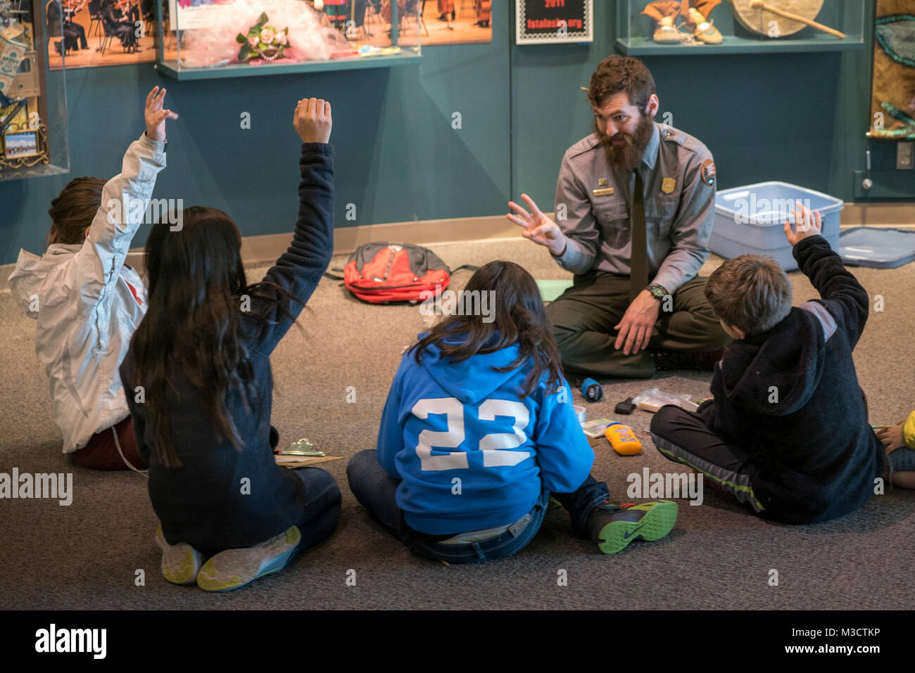 Ranger Eric instructs elementary students from Fairbanks on wilderness ...