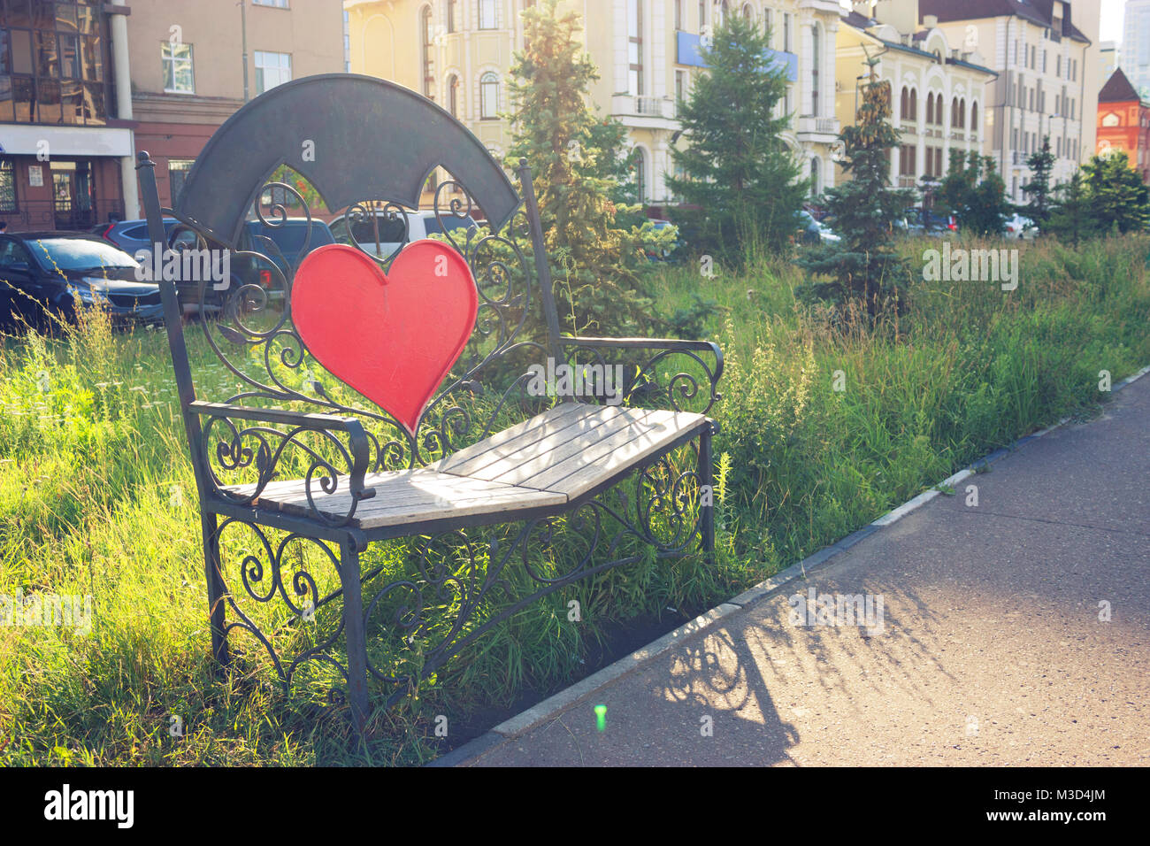 bench with heart. valentine day holiday concept Stock Photo - Alamy