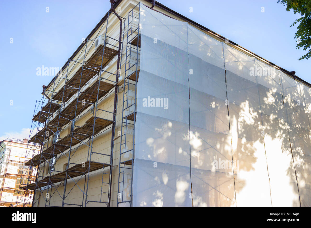 old Building facade renovation, house reconstruction, repair Stock ...